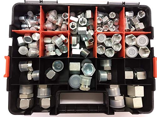 128 Piece JIC and ORFS Industrial Hydraulic Cap and Plug Hose Tube and ...