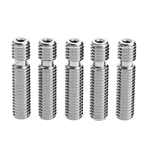 dophee 5 Pack 1.75mm All-Metal Heatbreak Nozzle Throat Tubes, M6x26mm/1 ...