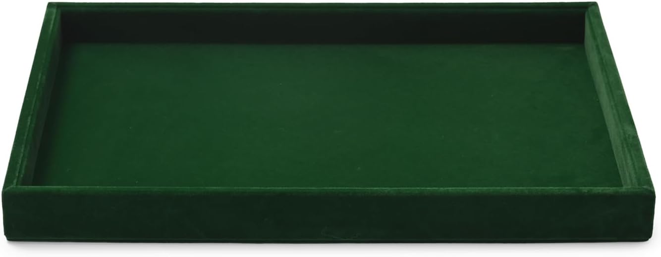 Oirlv Stackable Dark Green Jewellery Tray Soft Microfiber Organiser for ...
