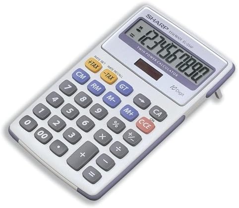Sharp Calculator Tax Desktop Battery/Solar-power 10 Digit 105x150x15mm ...