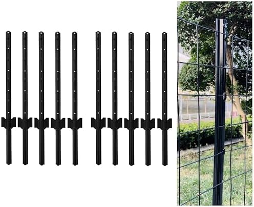 Amazon.com : 3 Feet Metal Fence Post Black, Pack of 10, for 24 Inch ...