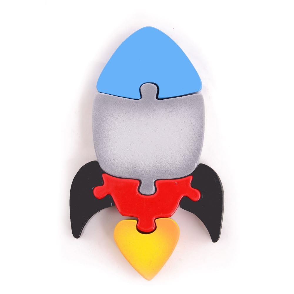 Buy Wooden Rocket Puzzle | 6 Pieces| Pack of (6 Pieces) | Easy Puzzle ...