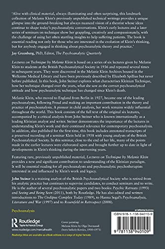 Snapklik.com : Lectures On Technique By Melanie Klein: Edited