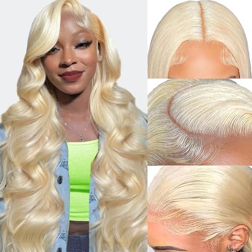 Amazon.com : Sharimo 26 Inch 613 Lace Front Wig Human Hair 13x6 Blonde ...