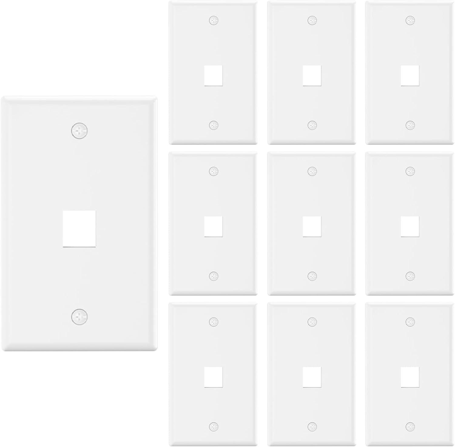 VCE 1 Port Keystone Wall Plate UL Listed 10-Pack, Single Gang Wall ...