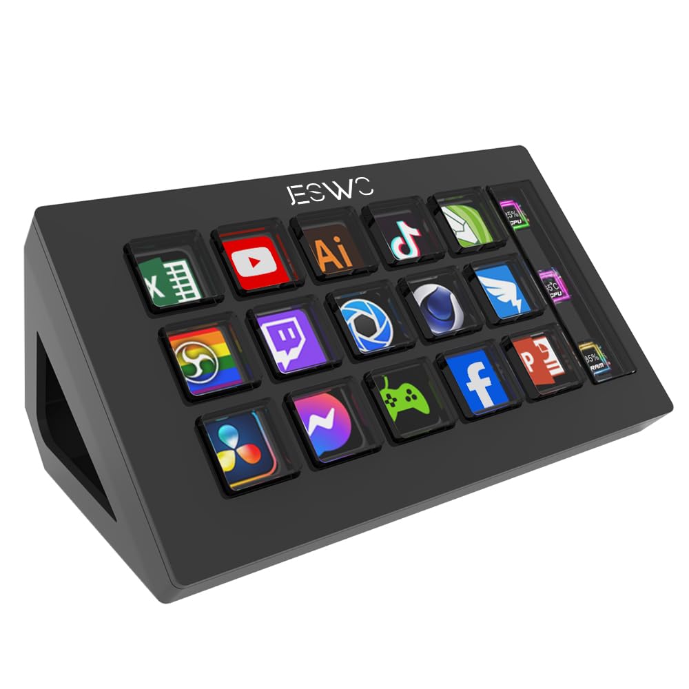 JESWO Stream Deck, Teclado LCD Visual Personalizado con 15 Teclas Macro ...