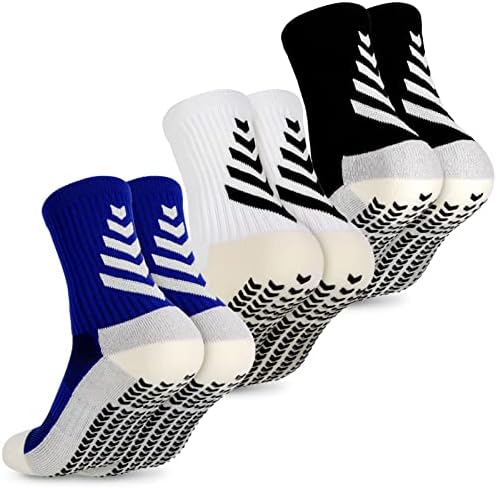3 Pairs Anti Slip Football Socks, Grip Socks Soccer Socks with Rubber ...