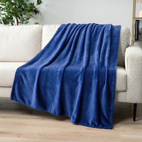 Amazon.com: PAVILIA Dusty Blue Fleece Throw Blanket for Couch, Light ...