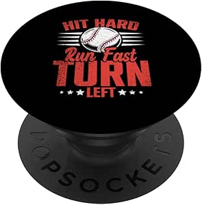 Amazon.com: Hit Hard Run Fast Turn Left Baseball PopSockets Swappable ...