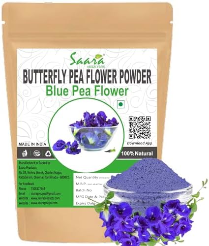 Saara HERBAL FRESH Blue Pea Flowers Powder, 100g, Butterfly Pea Flower ...