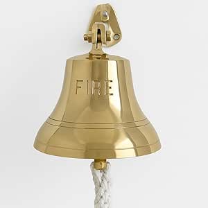 Amazon.com: GLOBEDECOR Vintage Brass Fire Bell with Rope, Nautical Wall ...
