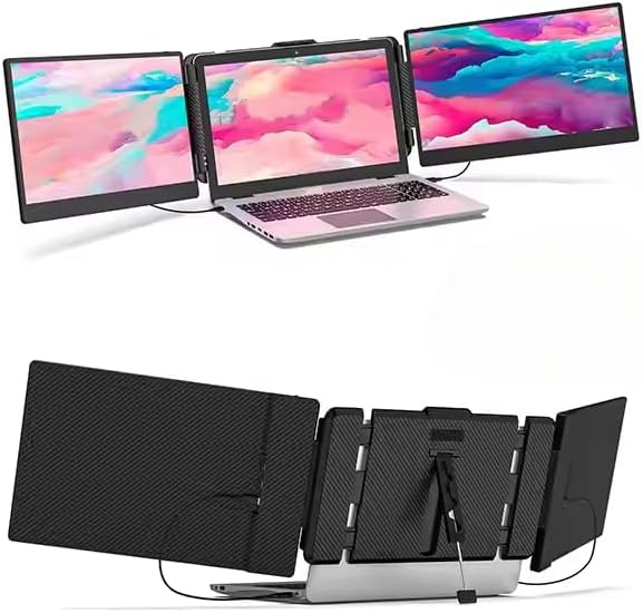 RIITEK 14” FHD 1080P Portable Tri-Screen Monitor for 15-17" Laptop with ...