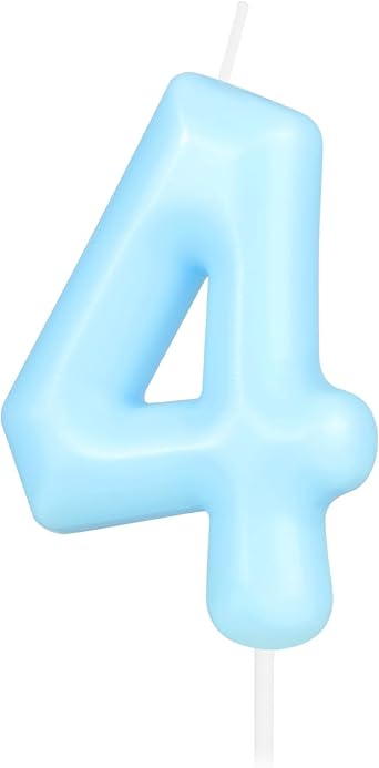 Amazon.com: Hongplus Macaron Blue Number 4 Candle, 4 Birthday Candle ...