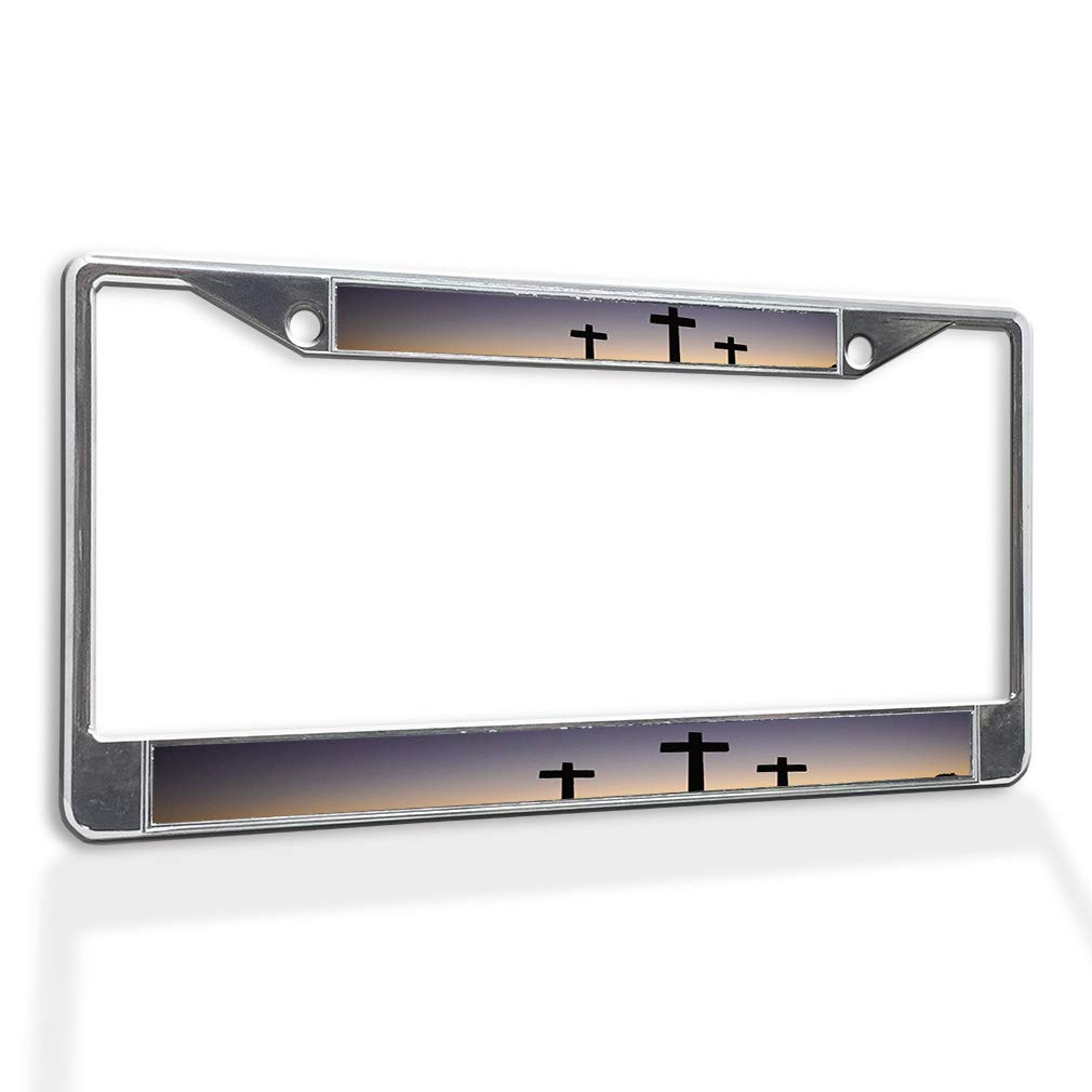 Amazon.com: Fastasticdeals Metal Insert License Plate Frame 3 Crosses ...