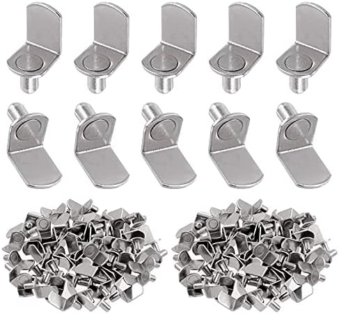 Swpeet 60 Pcs L-Shelf Pins, 6mm Silver Support Pegs Plated Steel Shelf ...