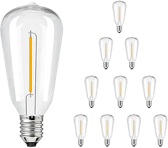 CHYParty 10 Pack ST38 Edison Replacement Bulbs, Warm White LED Clear Bulbs, E12 Base, Energy ...