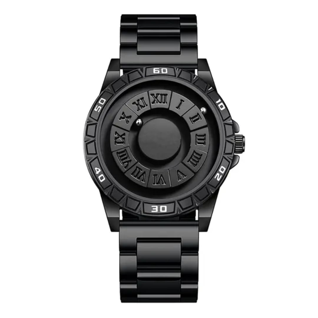 Buy Luxury Black Unique Watch for Men with Magnetic Balls and No ...
