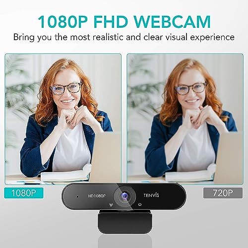 TENVIS 1080P USB Webcam with Tripod, 120 Wide Angle Webcam for PC ...