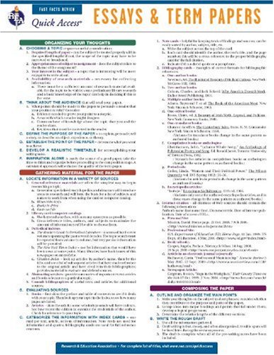 Amazon.com: Essays and Term Papers - REA's Quick Access Reference Chart ...