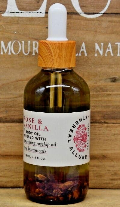 Amazon.com : Rose & Vanilla Body Oil with Rosehip Oil 4 FL. OZ ...