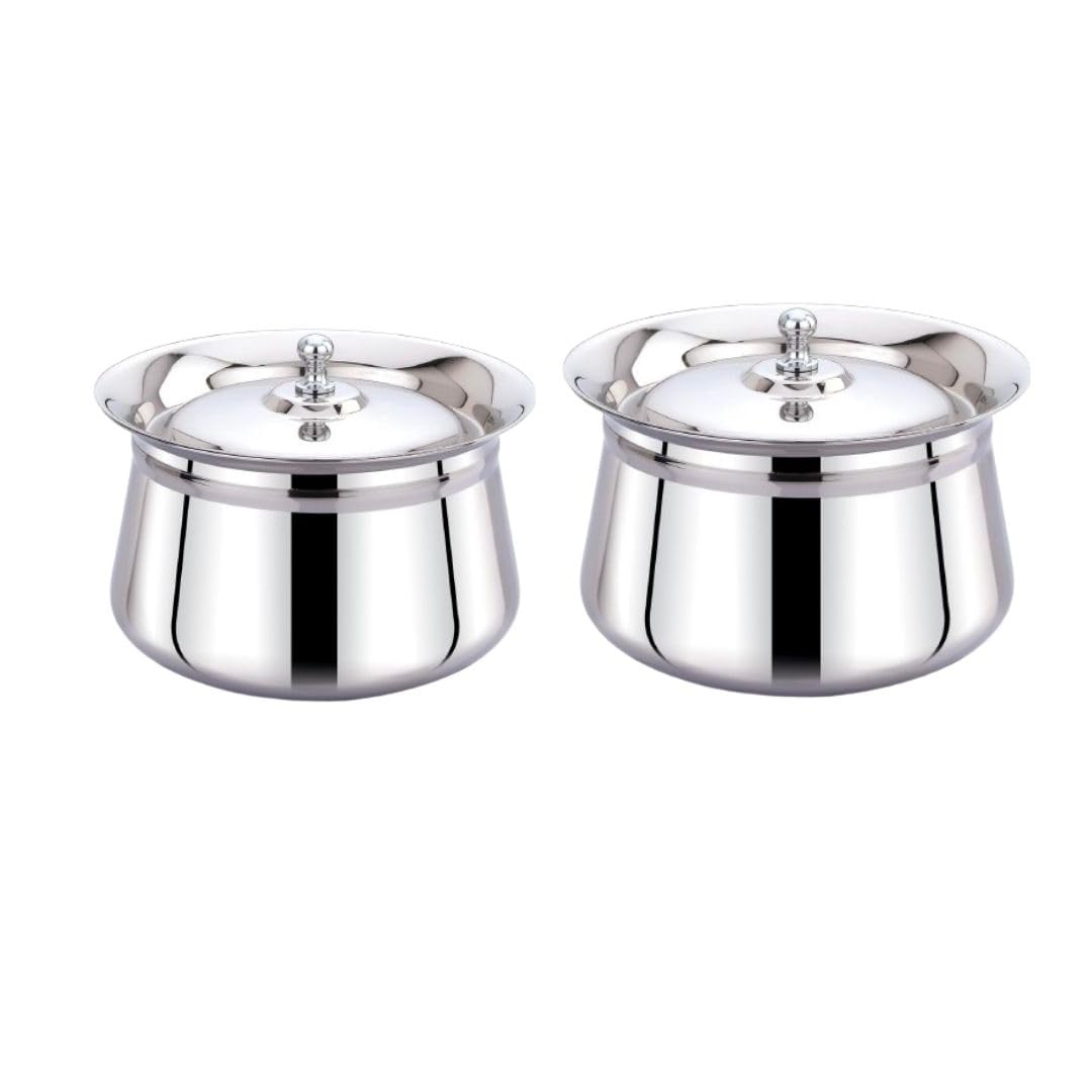 Buy RARE Stainless Steel Handi Set with Lid for Kitchen, Set of 2 ...