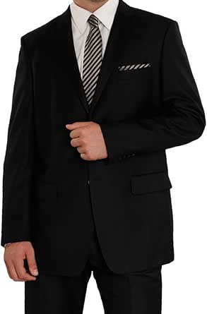 Angelo Rossi Men's Solid 2 Button Modern Fit Suit 50S Black at Amazon ...