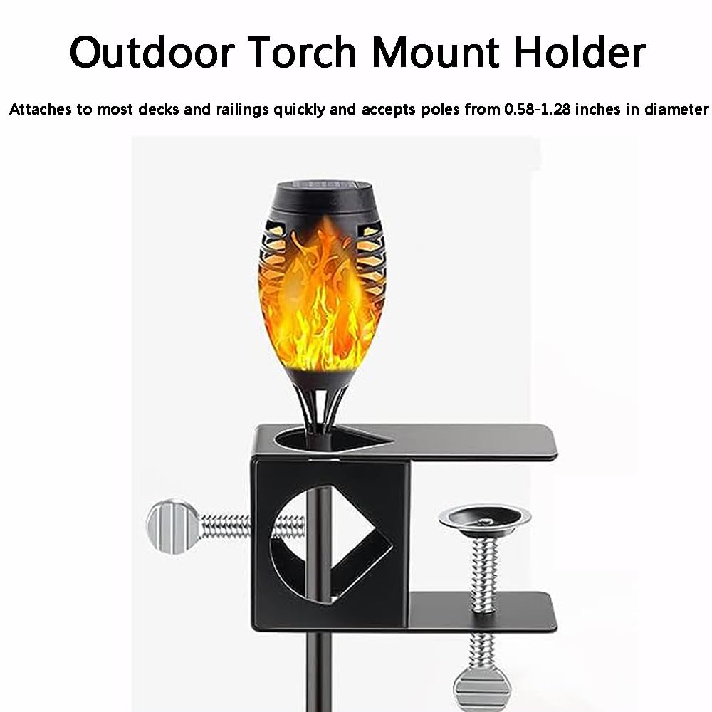 Snapklik.com : Deck Torch Clamp Outdoor Torch Mount Holder Metal Black ...