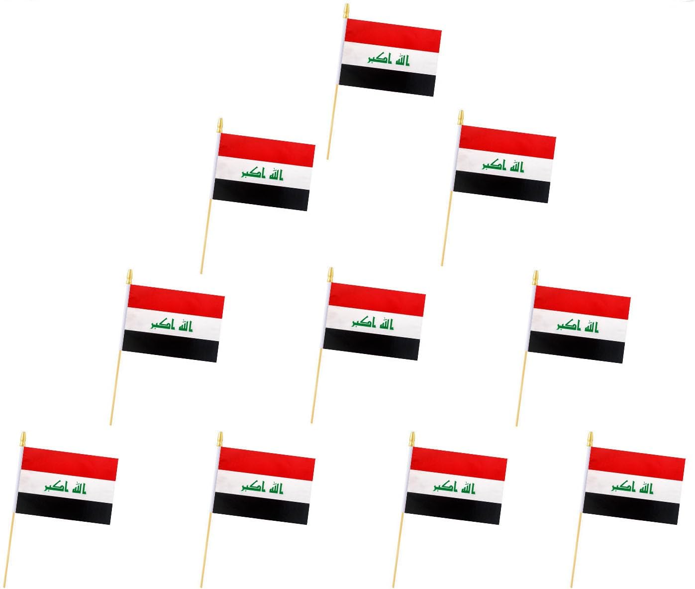 Amazon.com: 10 Pack Iraq Flags -IRQ Handheld Flag-Desktop Flag-5x8 In ...