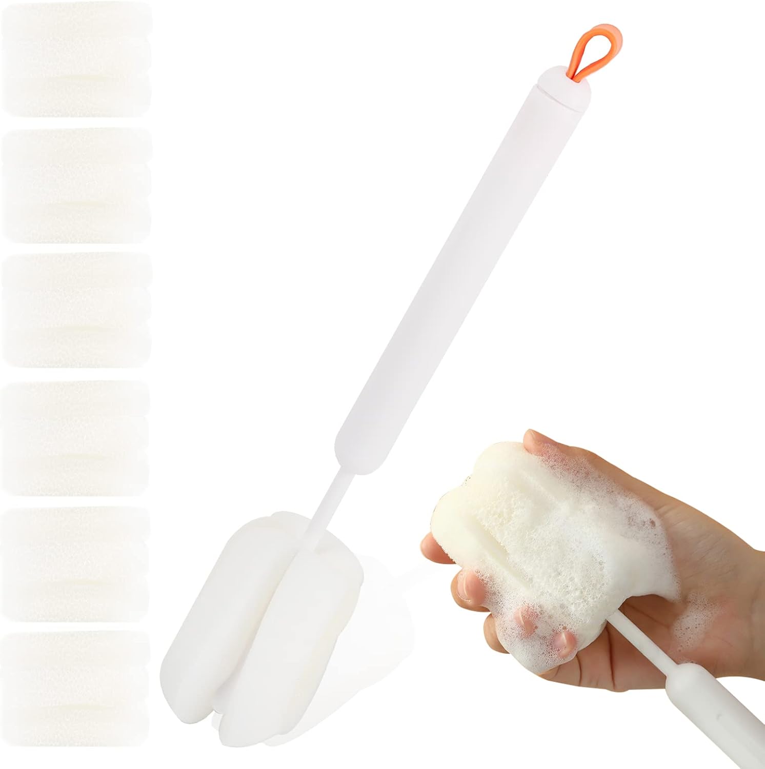 Amazon.com: Sponge Bottle Dish Brush Removable Handle with 6 Pcs ...