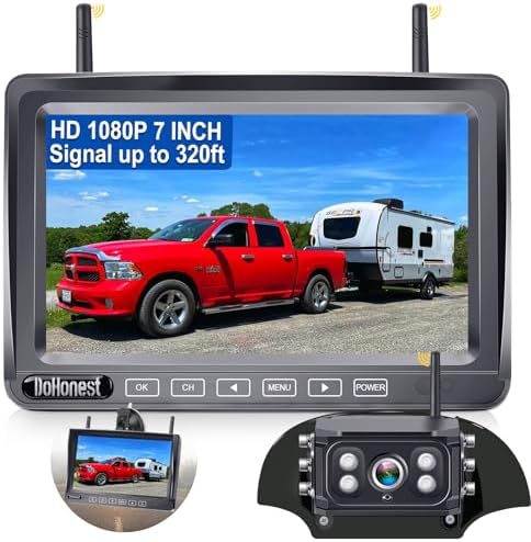 DoHonest Trailer Backup Camera Wireless with 7'' Touch Key Monitor,HD ...