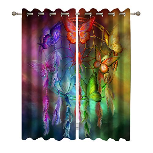 Buy BEEBEE Butterfly Dream Catcher Window Curtain 2 Panel Set Digital ...