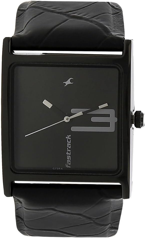 Fastrack Hype All Black Quartz Analog Black Dial with Brown Leather ...