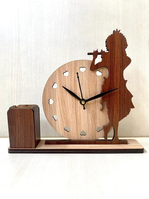 MYESHOP Retail® Fancy Looking Wooden Table Clock & Holder with Krishna ...