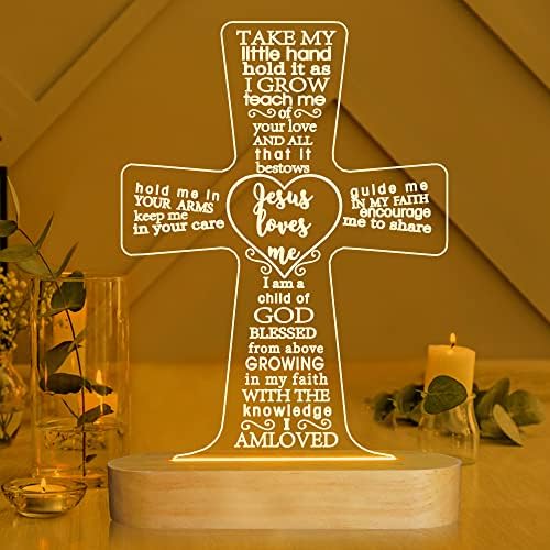Attivolife Jesus Night Light, Lord Gift with Warm White Light with Wood ...