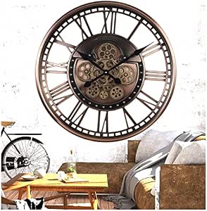 Amazon.com: VUCICA Clock with Moving Gears, Cog Wall Clock 12inch Metal ...