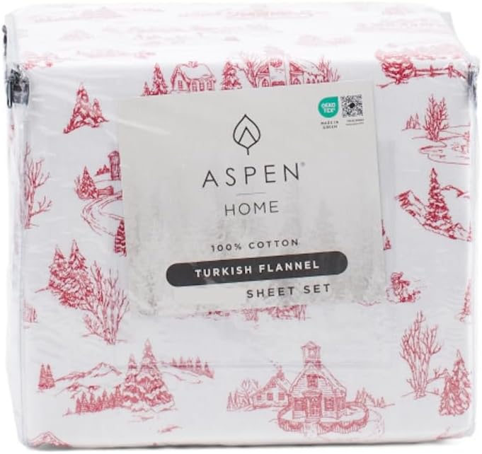 Amazon.com: ASPEN Home Flannel Sheet Set (Red Toile, Twin) : Home & Kitchen