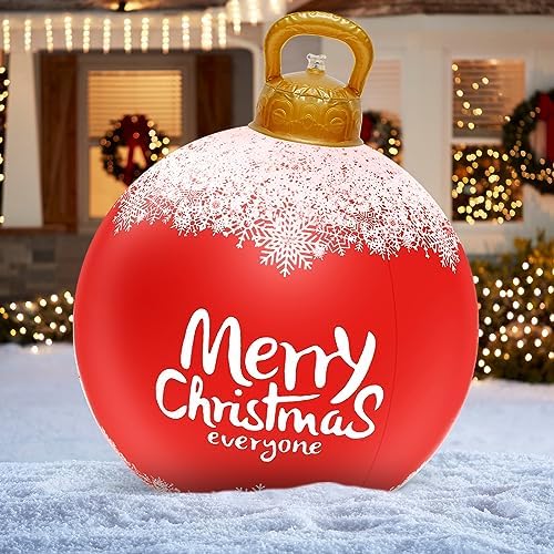 KAHEIGN 2Pcs Giant Inflatable Christmas Balls, 60CM Red Green Blow Up ...