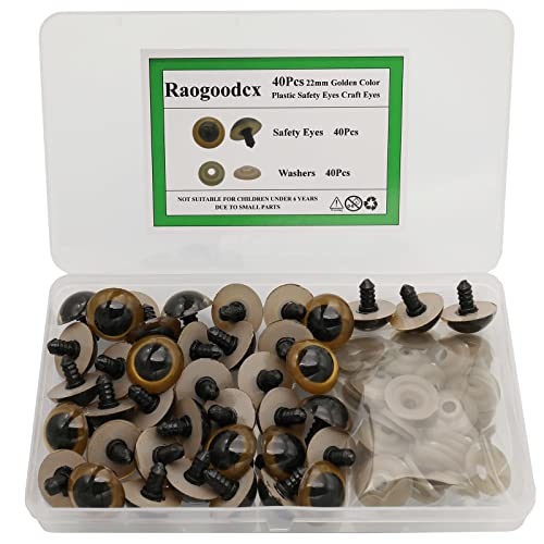 Snapklik.com : 40Pcs 22mm Large Golden Color Plastic Safety Eyes Craft ...