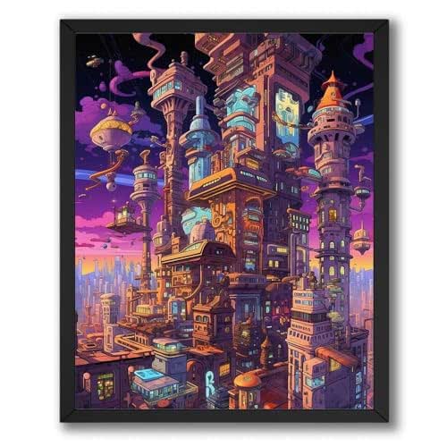 Amazon.com: InkFlow Posters Futuristic City Poster - Surreal Sci Fi ...