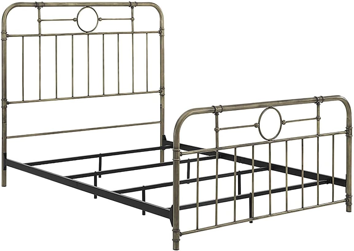 Amazon.com: Walker Edison Vintage Metal Iron Pipe Queen Size Bed ...