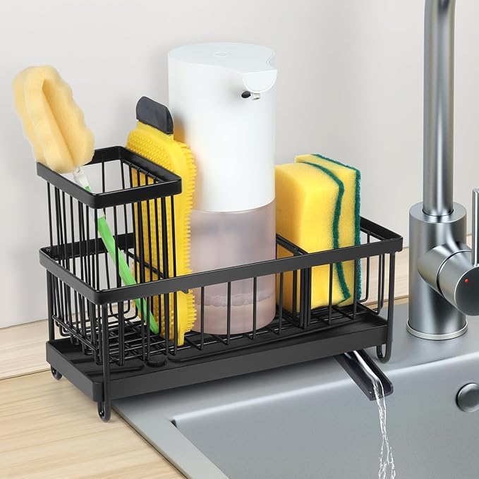 TASMAX Kitchen Dish Wash Holder - Sink Soap Stand With Rack, Brush ...
