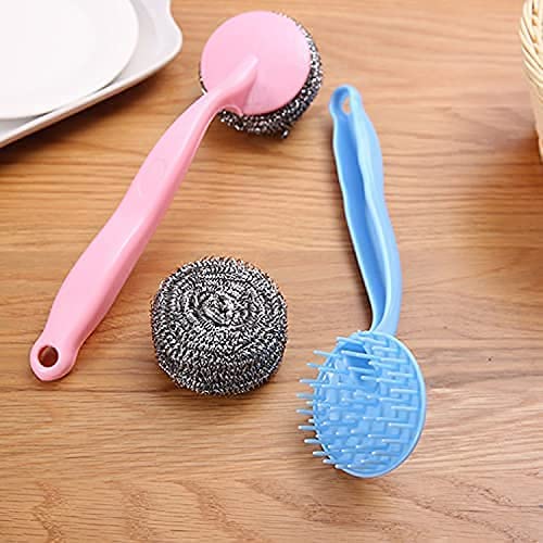 KAZZEL Handle Scrubber for Utensils in Fresh tainless Steel Sponges ...