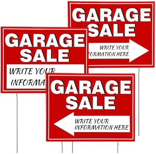 Amazon.com : Large Garage Sale Sign Kit with Tall Stands - Printed ...