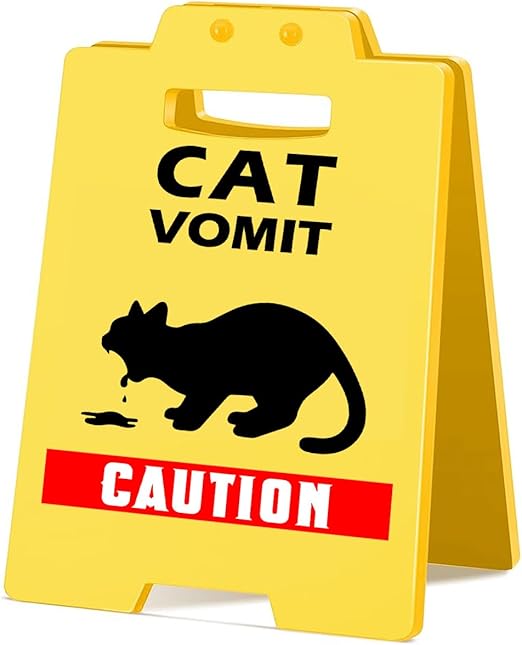 Amazon.com: MQCLYSG Small Cat Vomit Warning Caution Yellow Sign,Pet ...