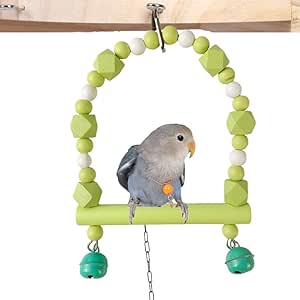 Fidosfav Colorful Bird Swing Toys with Bells Wooden Bird Swings Budgie ...