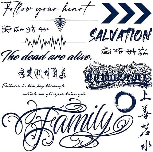 Amazon.com : Jctato 13 Designs Temporary Tattoos - Letters & Words ...