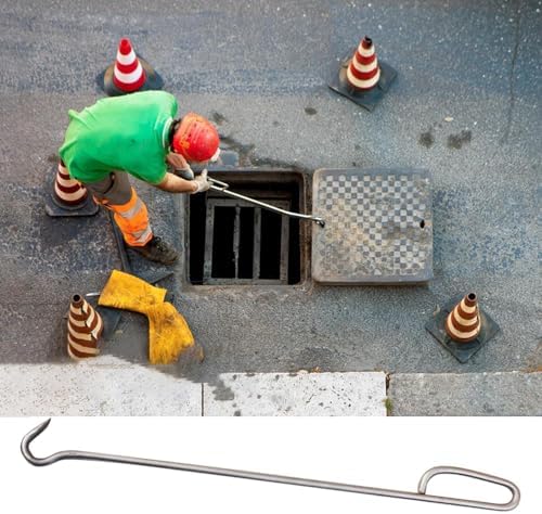 Heavy-Duty Manhole Cover Lifter Tool - 39" Steel Hook for Septic Tank ...