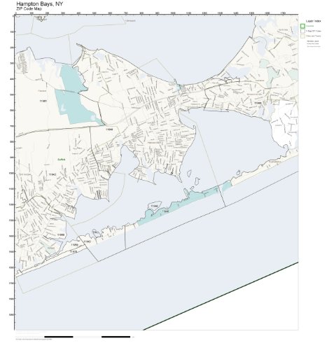ZIP Code Wall Map of Hampton Bays, NY ZIP Code Map Not Laminated ...