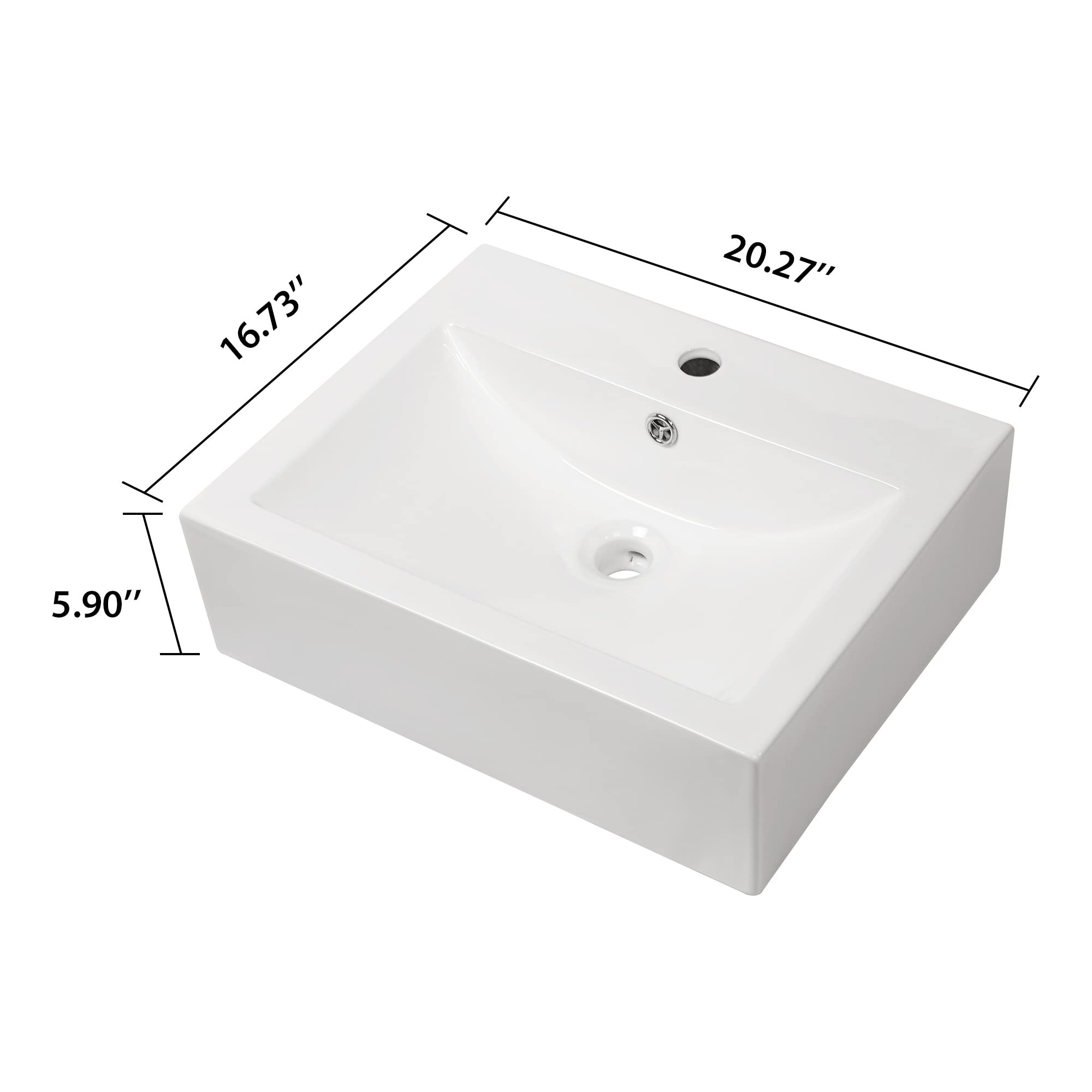 Floating Bathroom Sink - Lepuday 20"x16.7" White Rectangle Wall Mounted ...