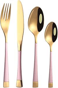 Amazon.com | Pink Silverware Set 40 Piece Stainless Steel Flatware Set ...